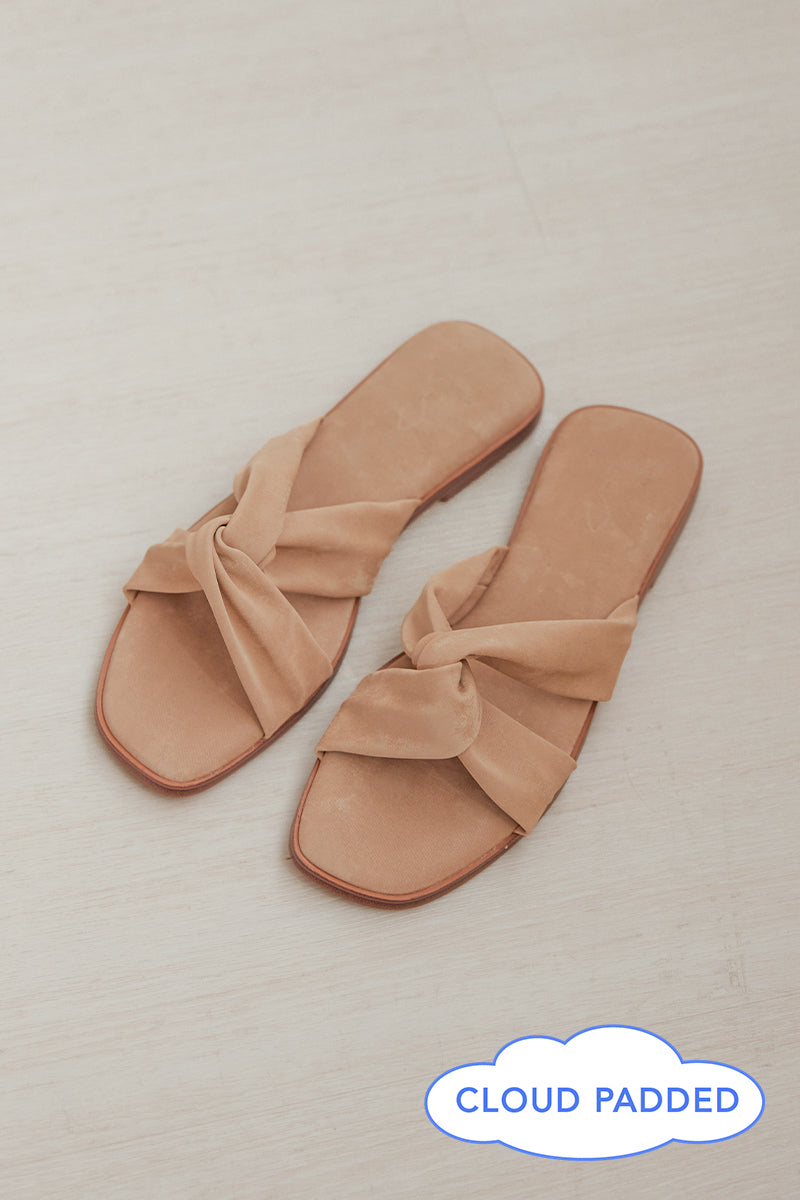 Jessa Cloud Sliders in Nude Waterproof Satin – Sunday Staples