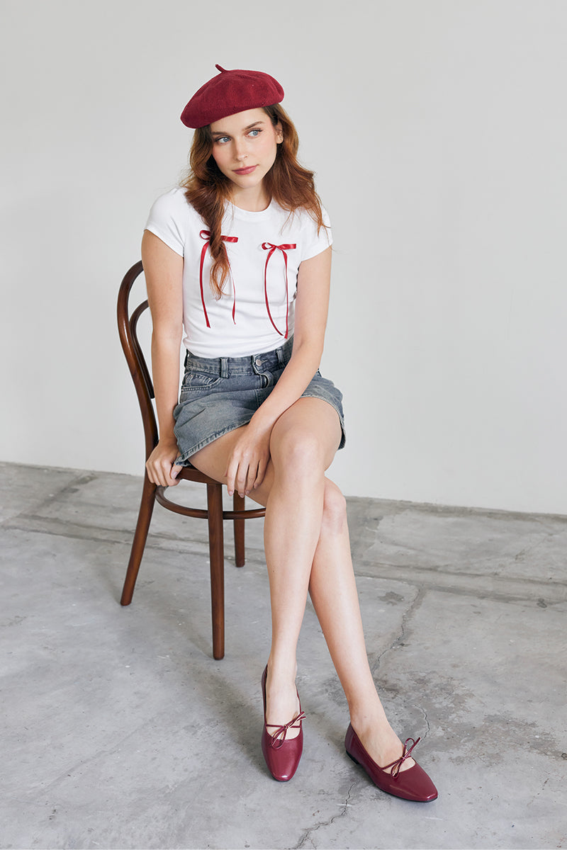 Quilla Knotted Maryjane Flats in Merlot – Sunday Staples